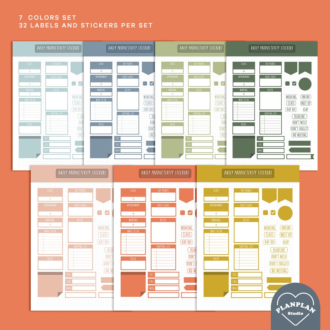 Daily Productivity Digital Planner Stickers for Goodnotes, Digital ...