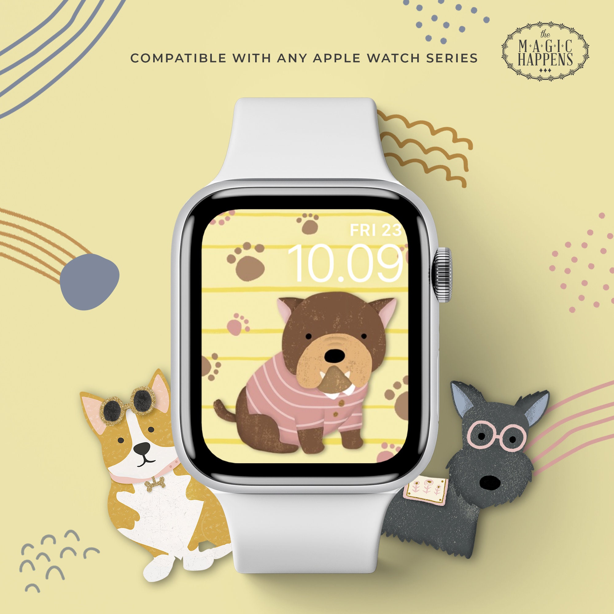 Apple Watch Face Playful Dogs Apple Watch Wallpaper Cute | Etsy