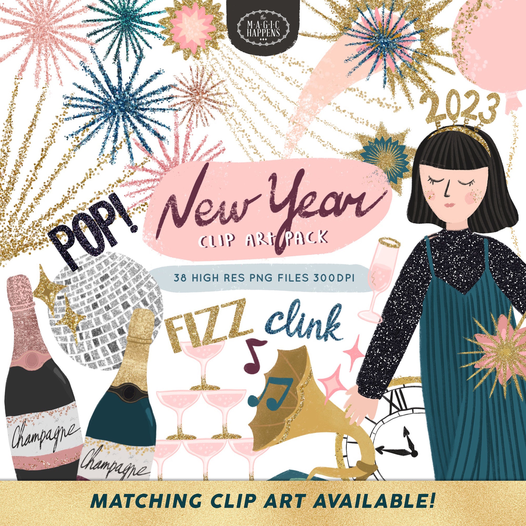 Glittery New Year Planner Stickers Happy New Year Digital - Etsy