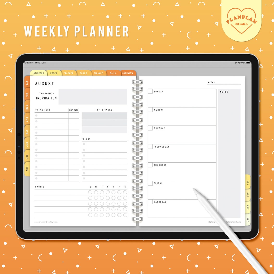 Basic Yellow Digital Planner Citrus Color Ipad Planner - Etsy