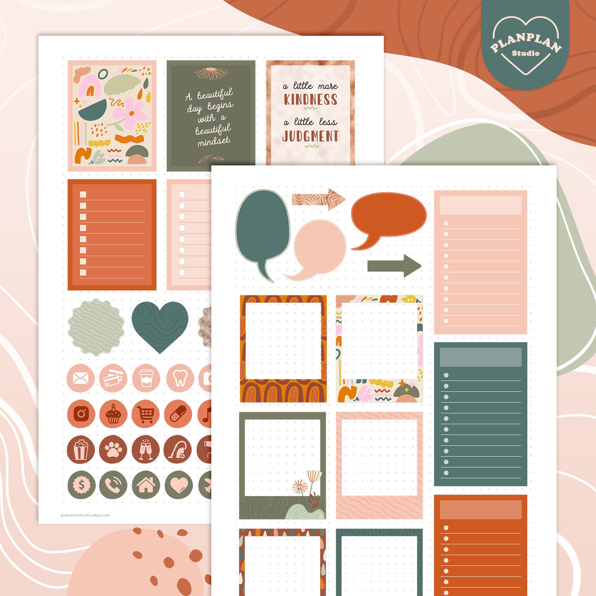 Boho Terracotta Digital Planner Stickers All in One Goodnotes | Etsy