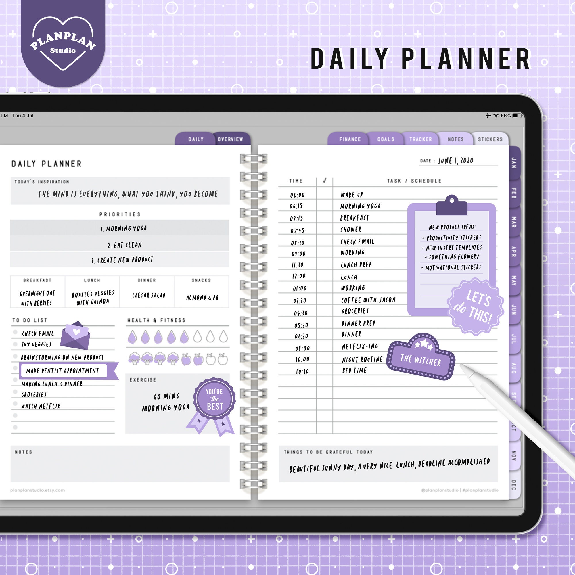 Basic Lilac Digital Planner, Purple Lavender Color iPad Planner ...