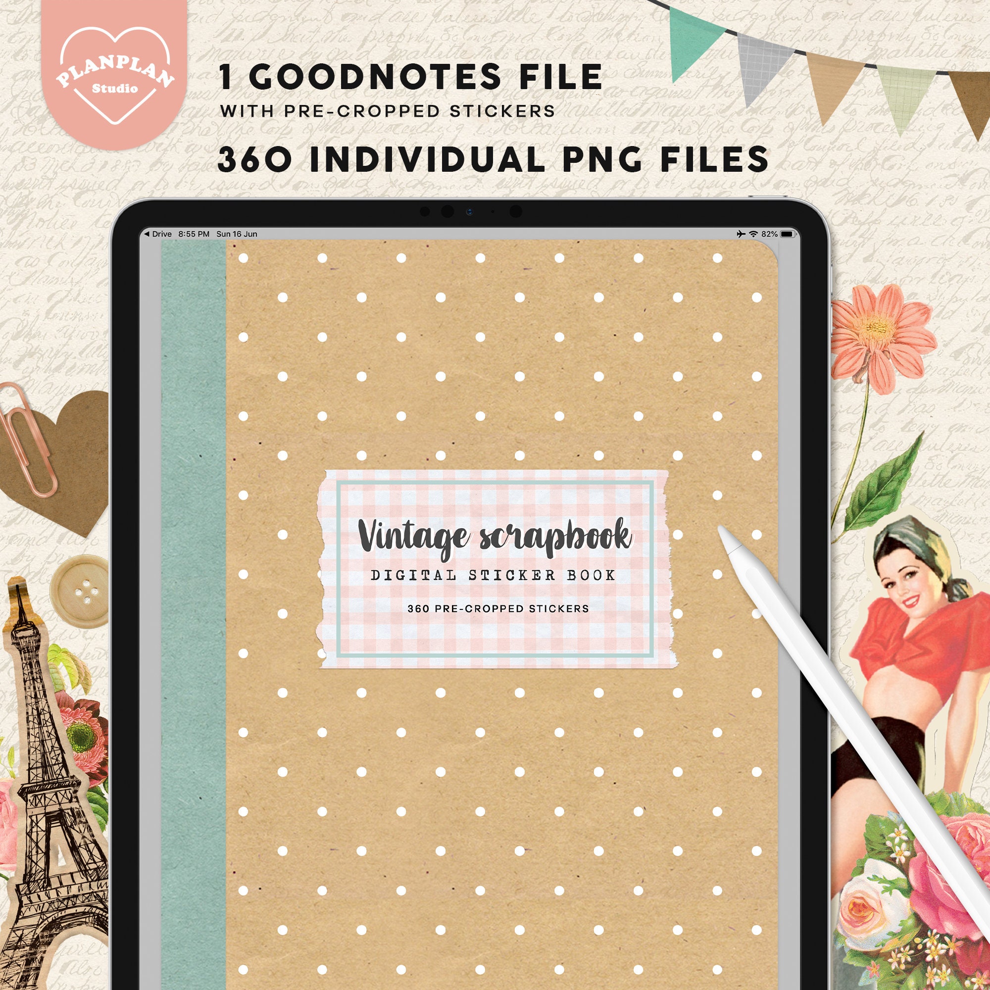 Vintage Scrapbook Digital Planner Sticker All in One | Etsy