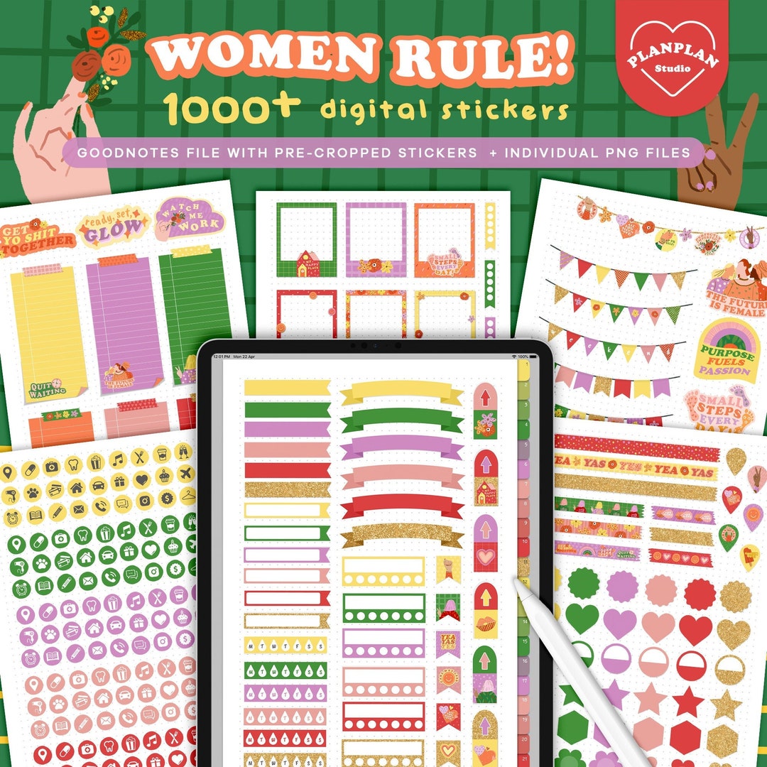 Women Rule Digital Planner Stickers, March Monthly Digital Stickers in ...