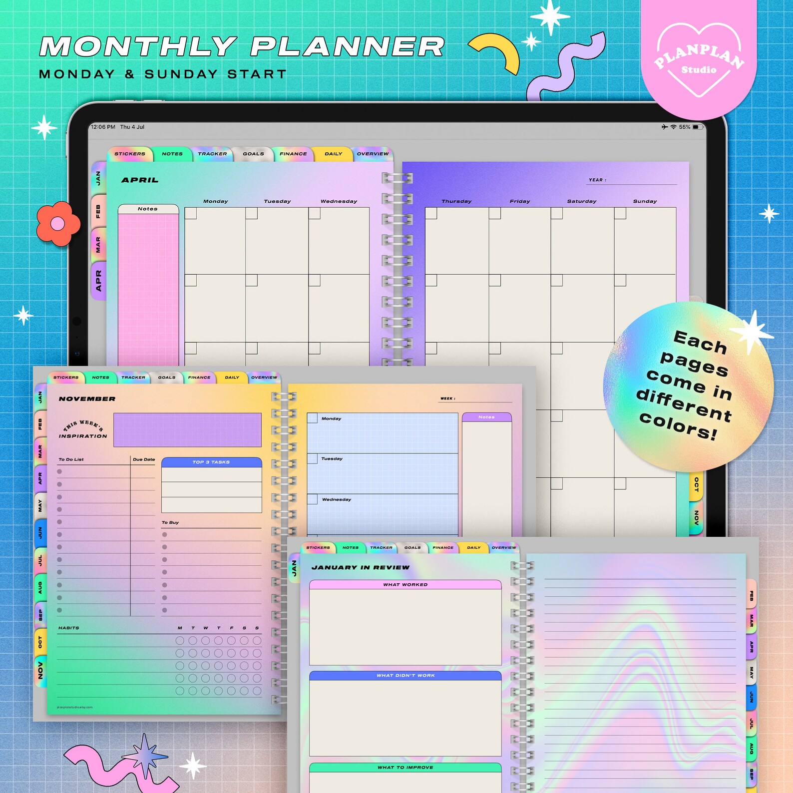 Retro Vaporwave Digital Planner, iPad Planner, Goodnotes Planner in ...