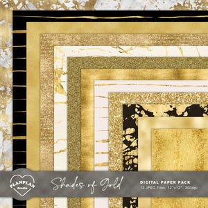 Shades of Gold Digital Paper, Glittery Rosegold Foil Digital Paper ...