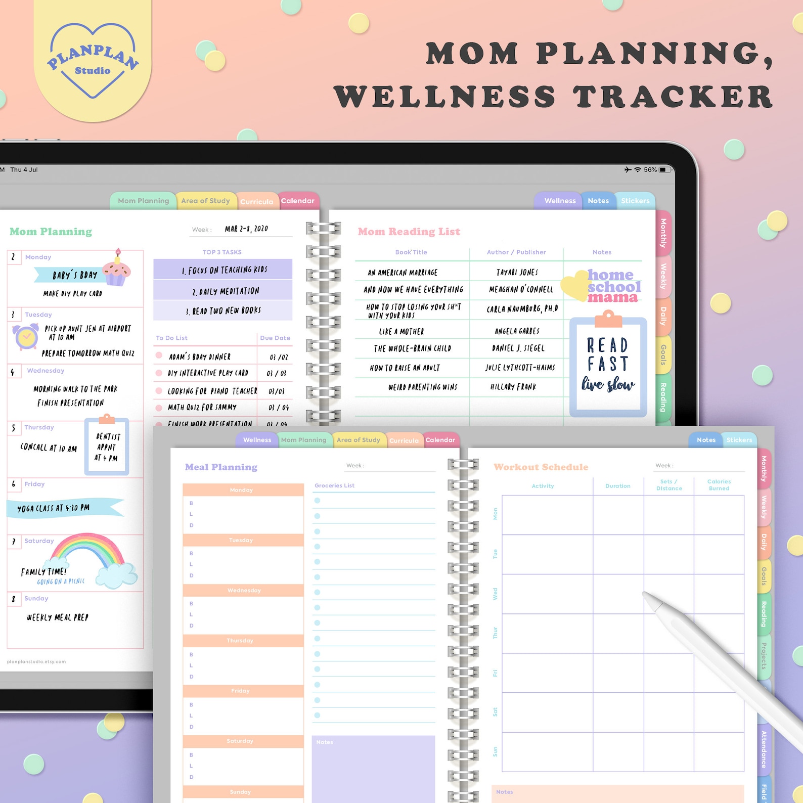 Homeschool Digital Planner in Pastels, Learning at Home Digital Planner ...