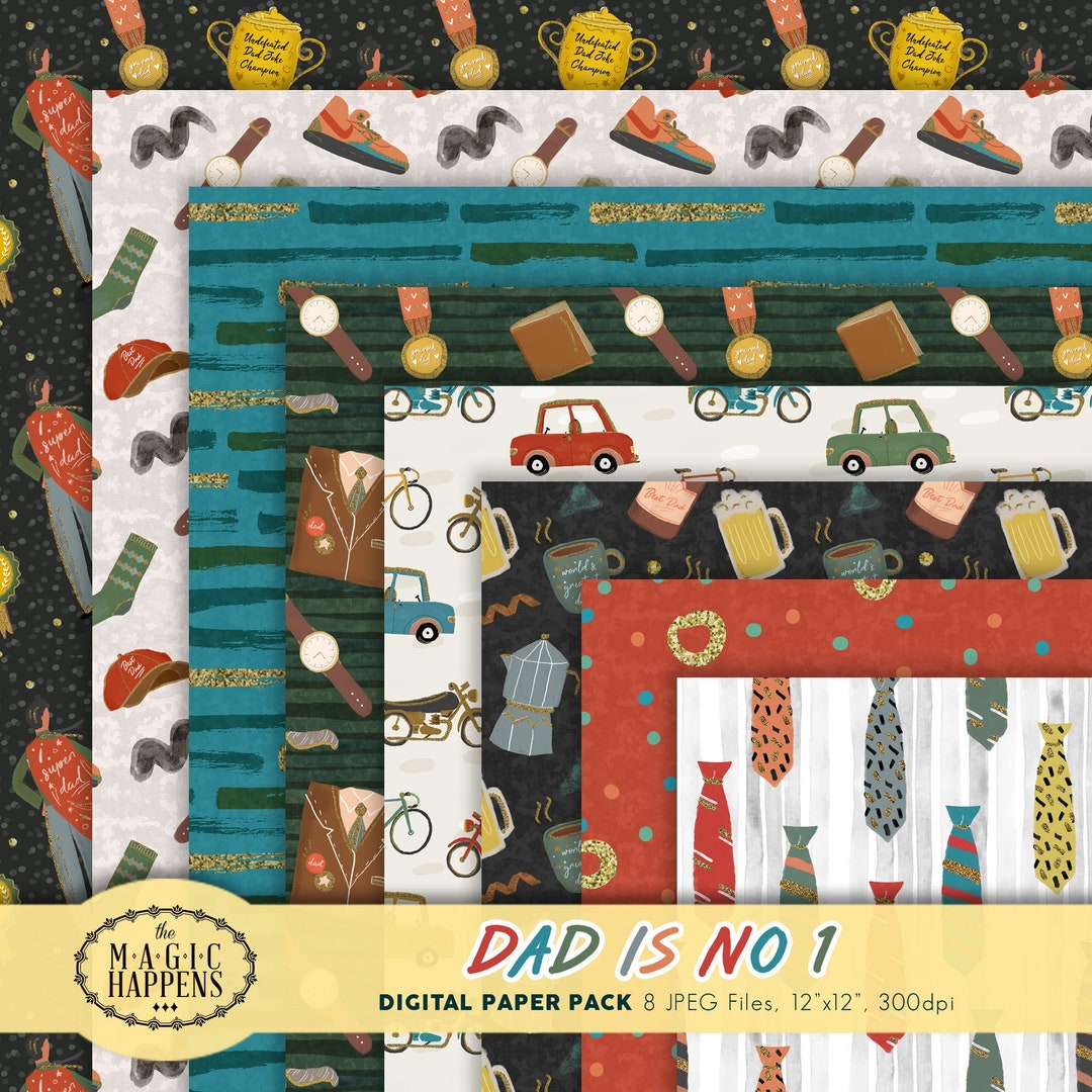 Father's Day Digital Paper, Father Day Seamless Pattern, Happy Father's ...