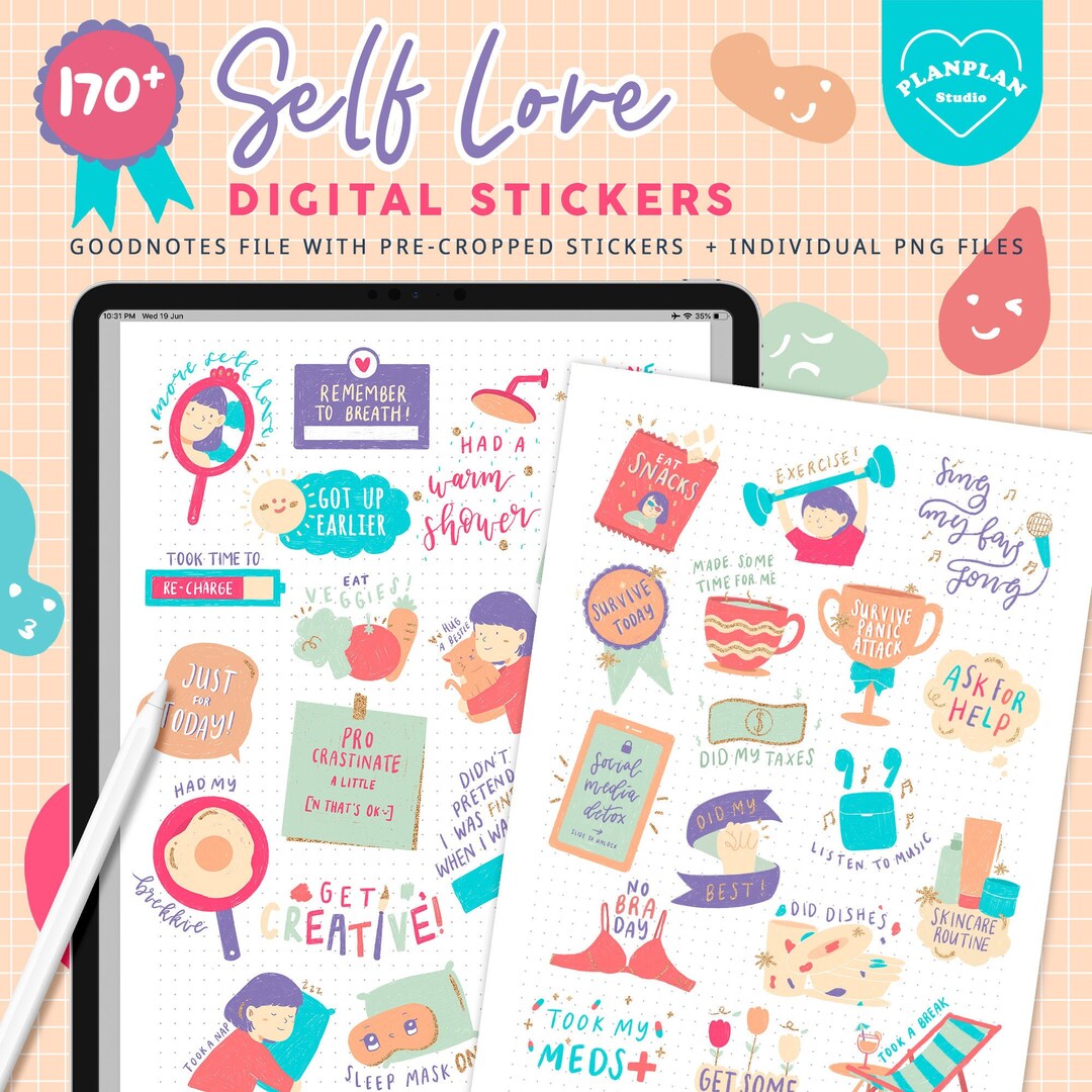 Self Love Digital Planner Stickers, Self Care Planner Stickers, All in ...