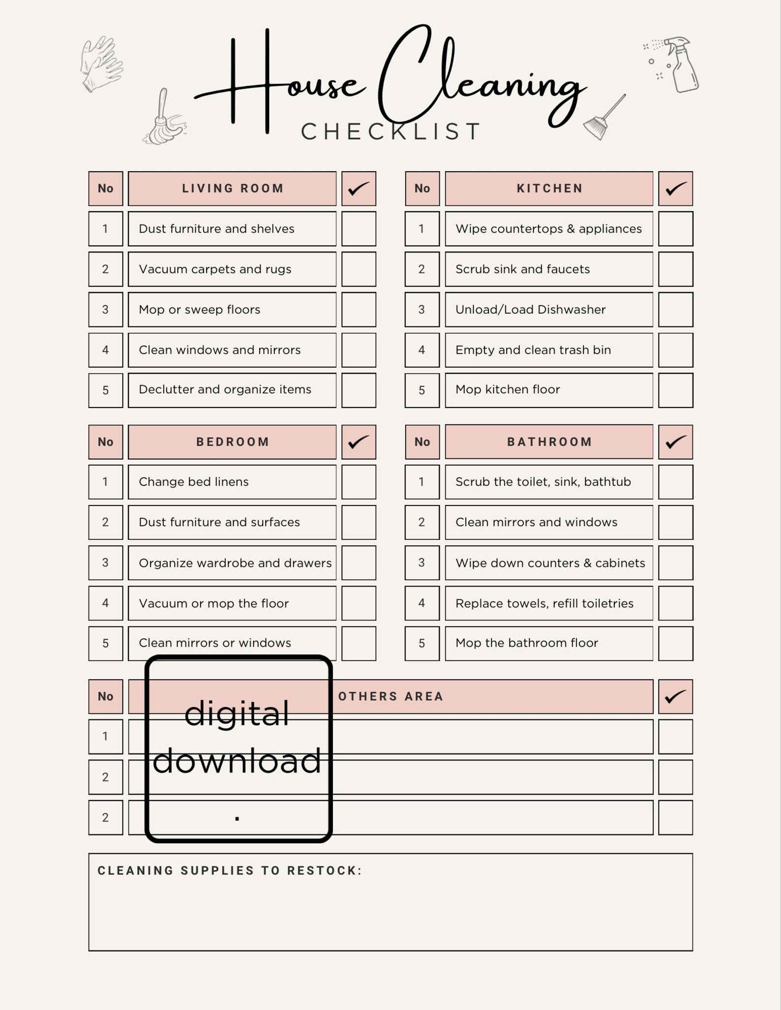 Canva Template Cleaning Schedule - Daily Cleaning - Household Template ...