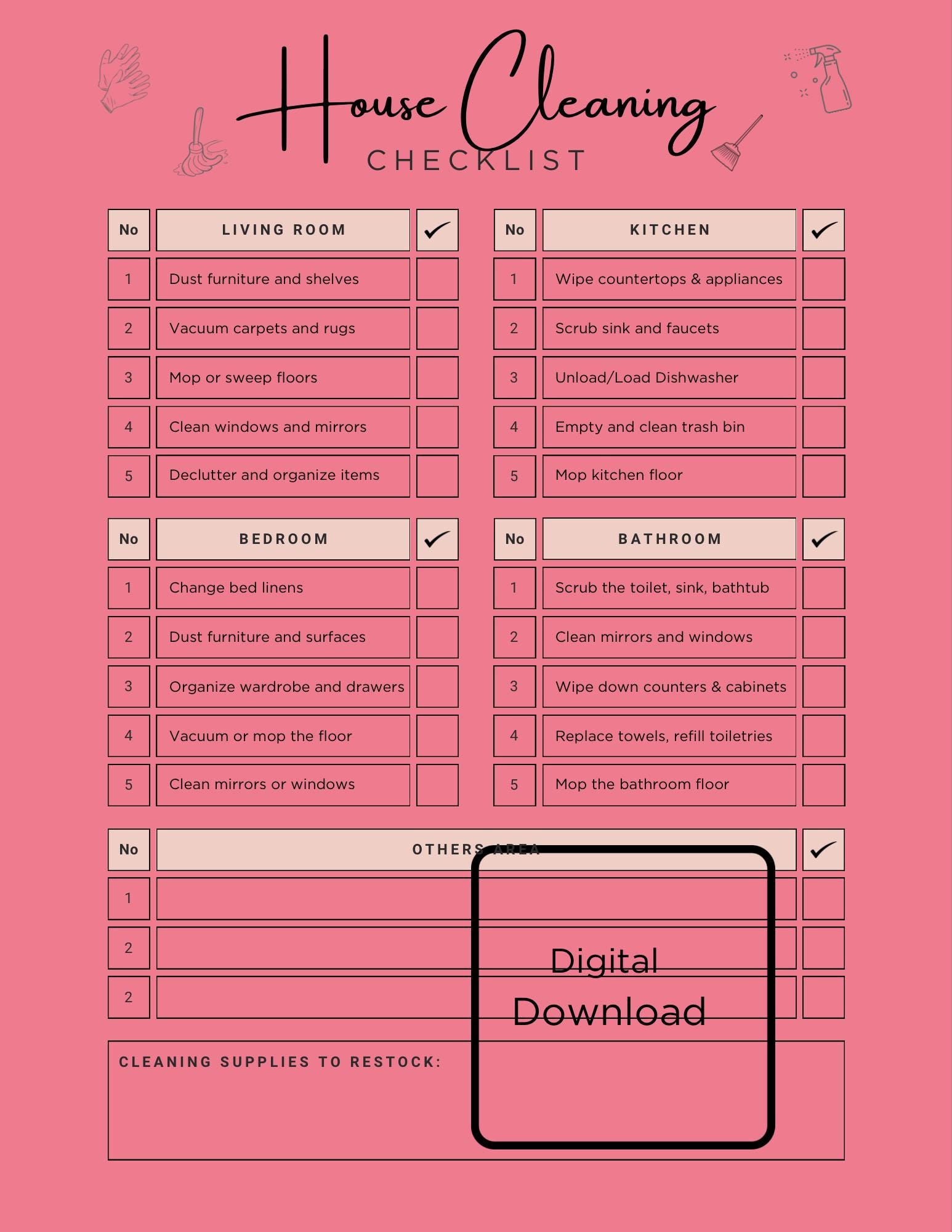 Canva Template Cleaning Schedule - Daily Cleaning - Household Template ...