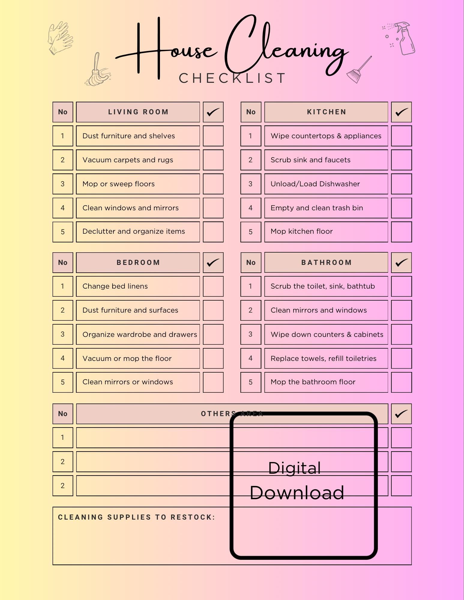 Canva Template Cleaning Schedule - Daily Cleaning - Household Template ...