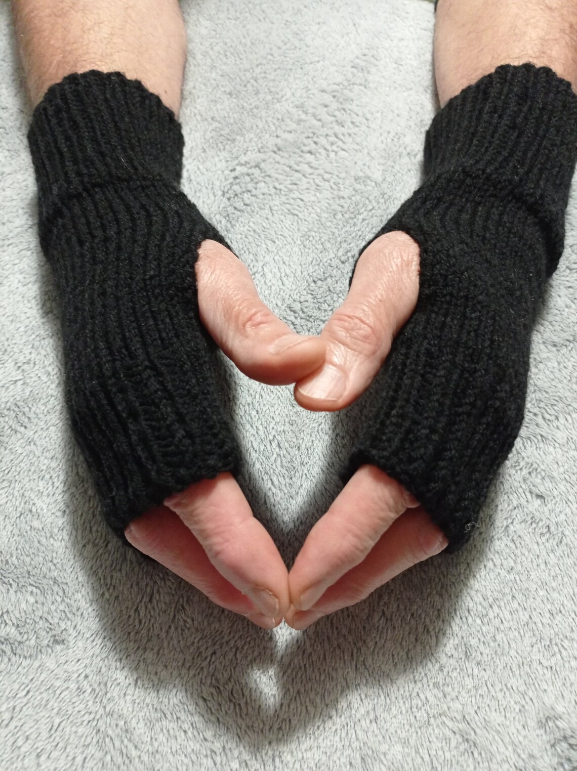 Men's Fingerless Gloves Hand Warmers for Men Black Writing Gloves Men's ...