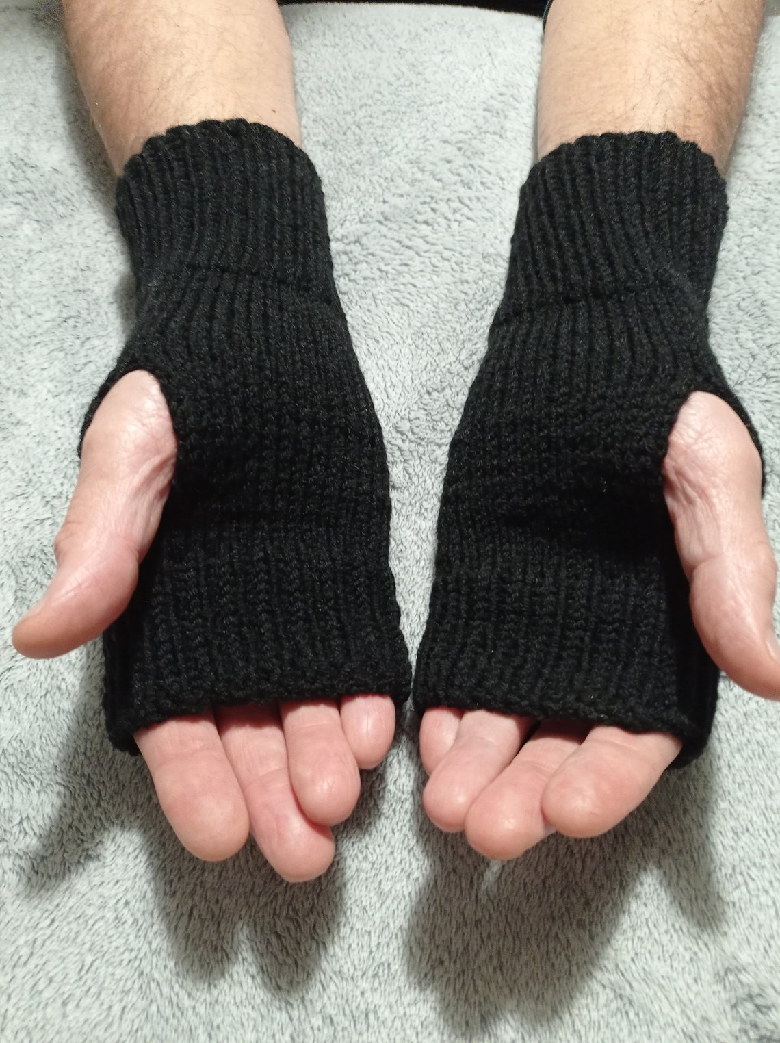 Men's Fingerless Gloves Hand Warmers for Men Black Writing Gloves Men's ...