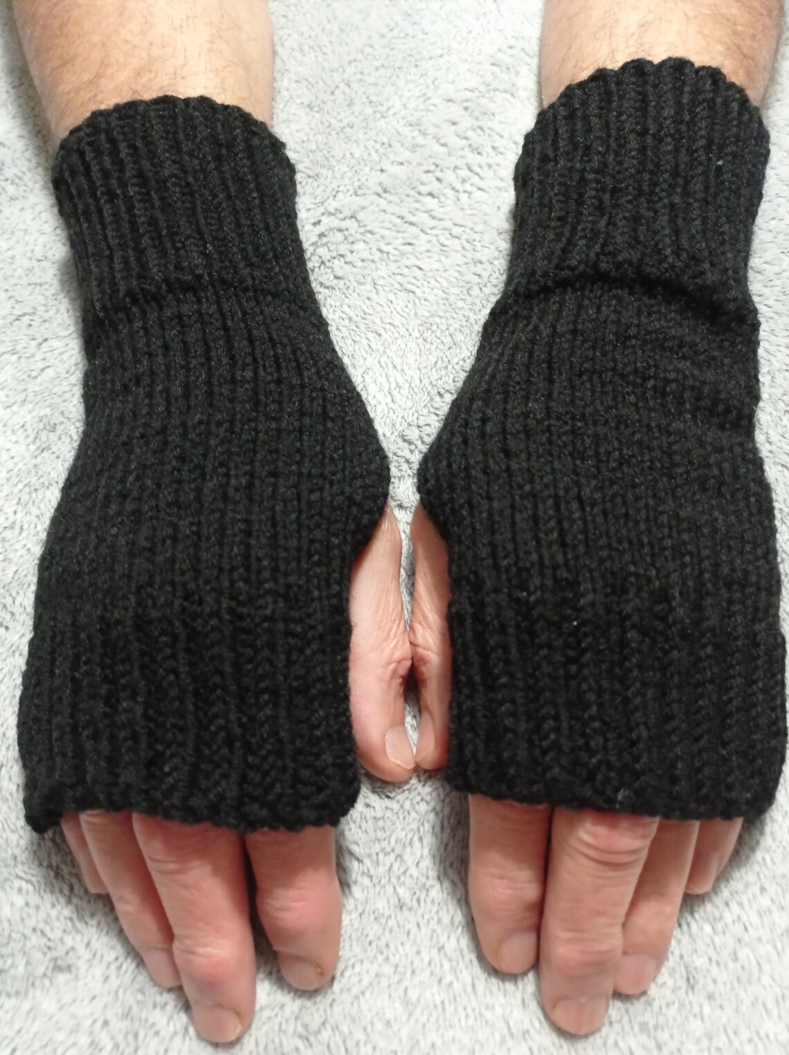 Men's Fingerless Gloves Hand Warmers for Men Black Writing Gloves Men's ...