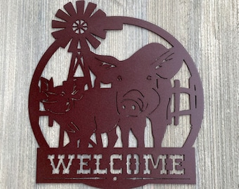 Welcome to Our Farm Metal Sign Cutout - Etsy