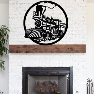 Train Metal Sign Cutout - Powder Coated Metal Steam Engine Train Sign ...