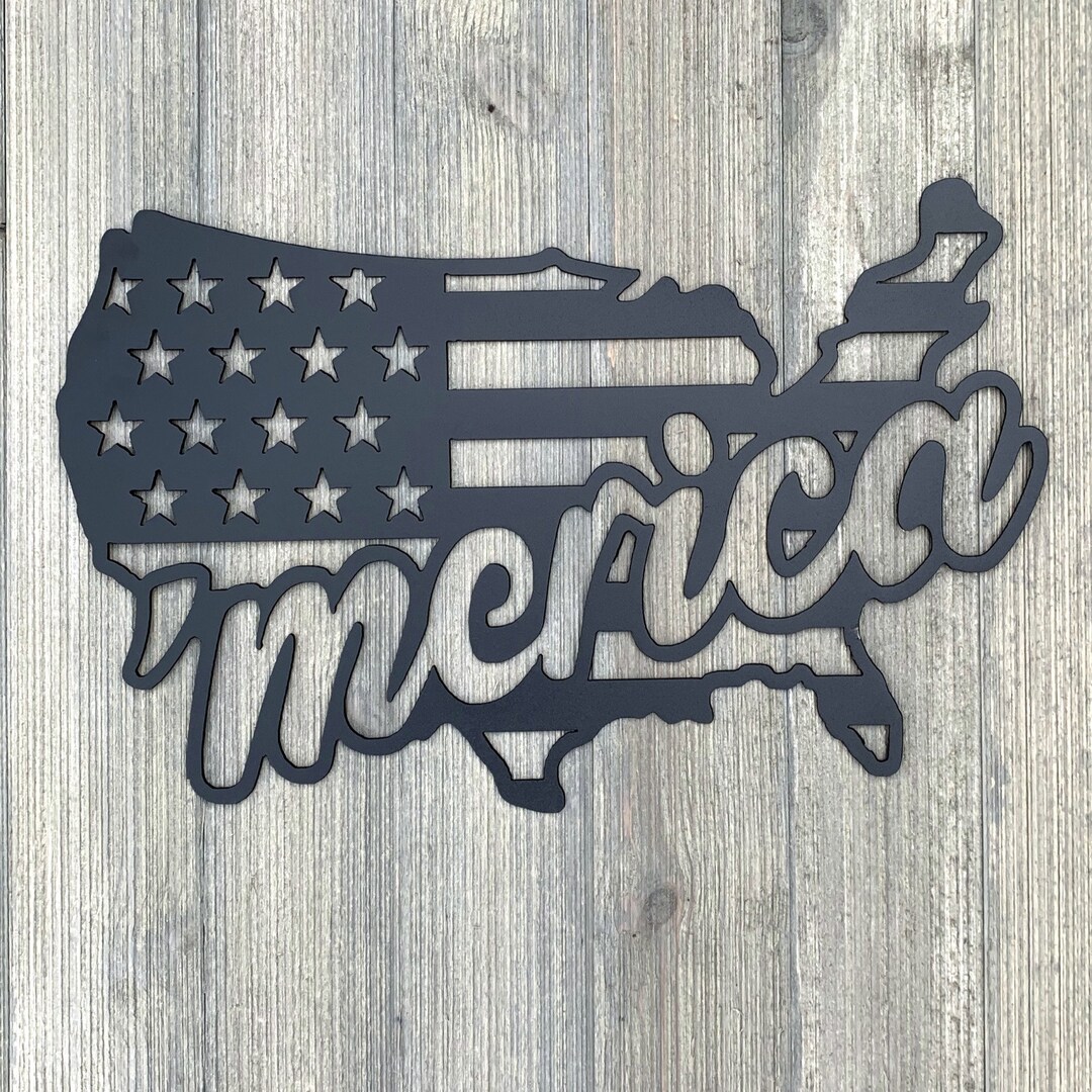 Merica Flag Metal Sign Cutout - 'merica Powder Coated Metal Sign in the ...