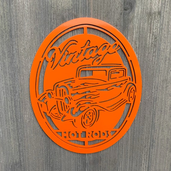 Vintage Hot Rod Metal Sign Cutout | Etsy