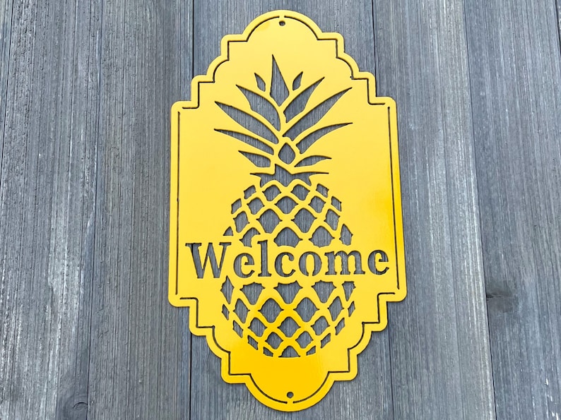 Pineapple Welcome Metal Sign Cutout Tropical Welcome Sign - Etsy