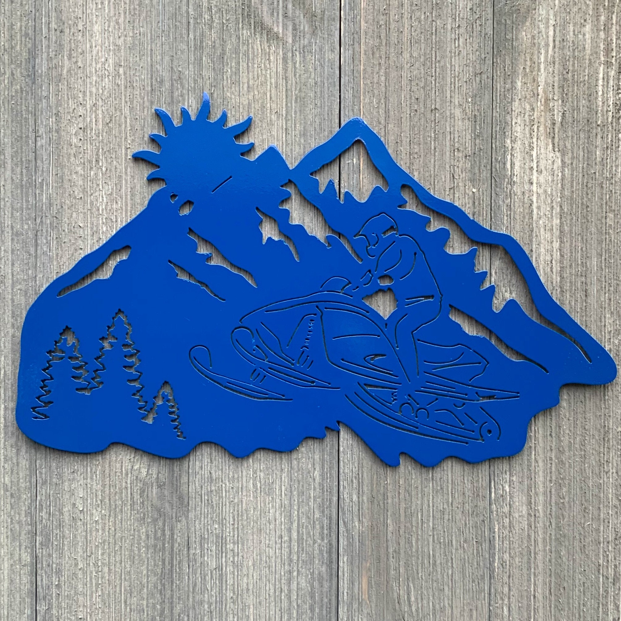 Snowmobile Scene Metal Sign Cutout - Etsy UK