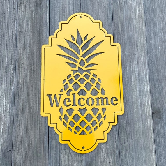 Pineapple Welcome Metal Sign Cutout - Etsy