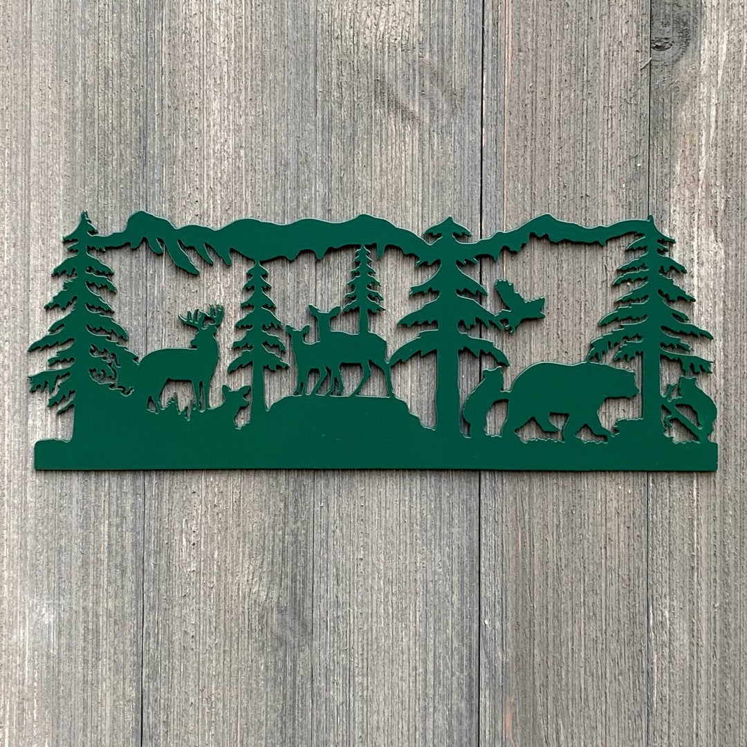 Forest Wildlife Scene Metal Sign Cutout -breathtaking Mountain and ...