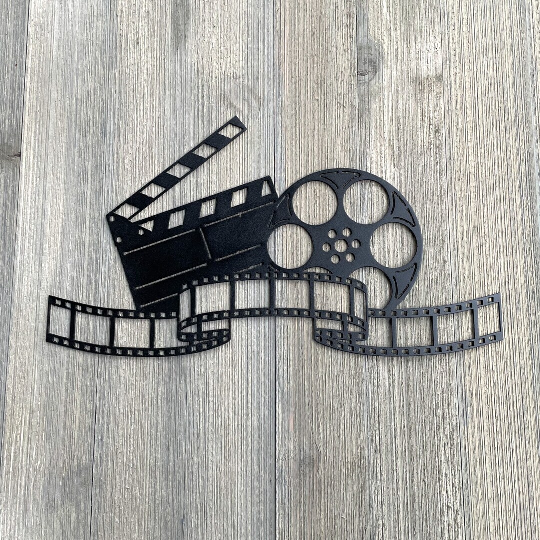 Theater Metal Sign Cutout - Movie Reel, Film Reel, and Clapper Board ...