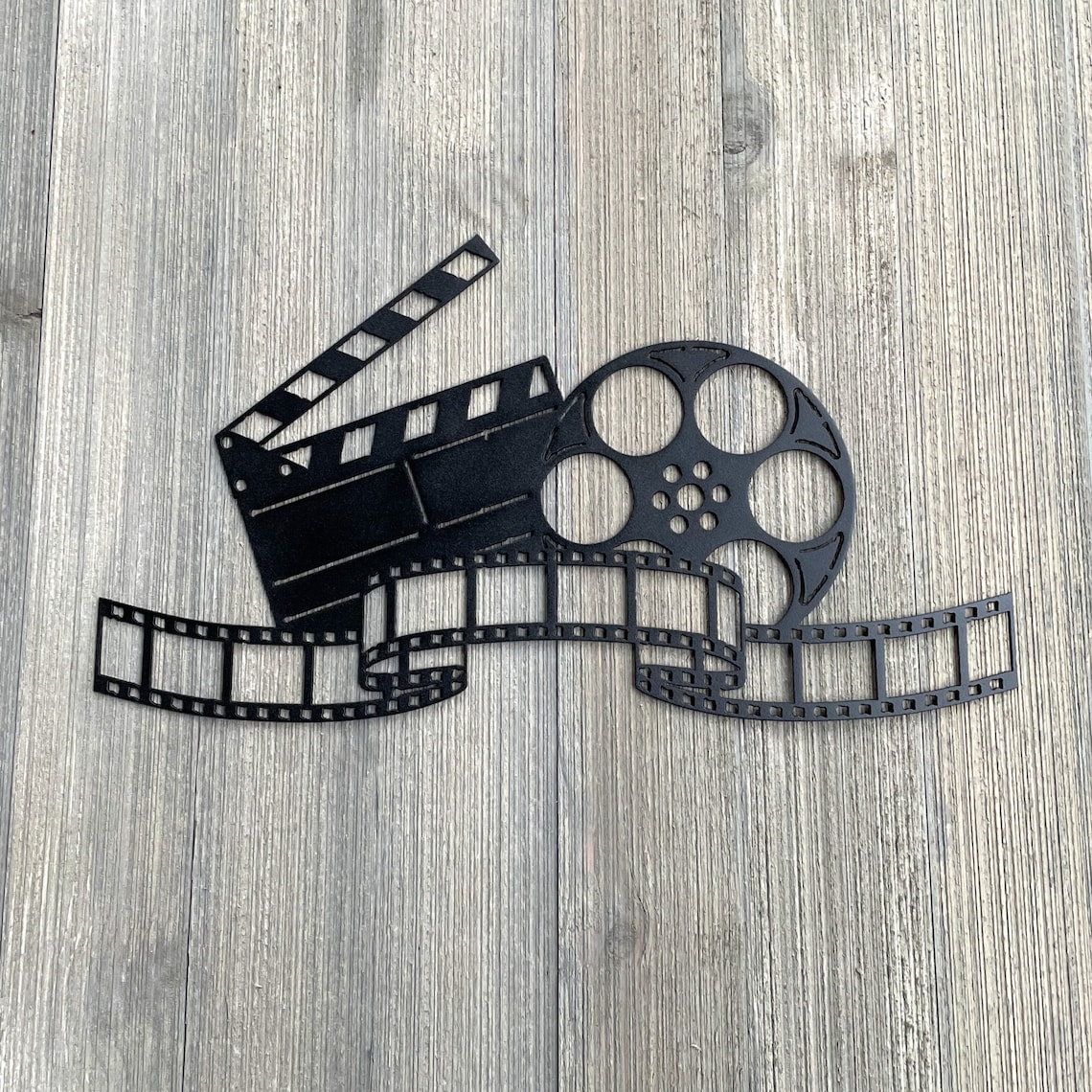 Theater Metal Sign Cutout Movie Reel Film Reel and Clapper - Etsy