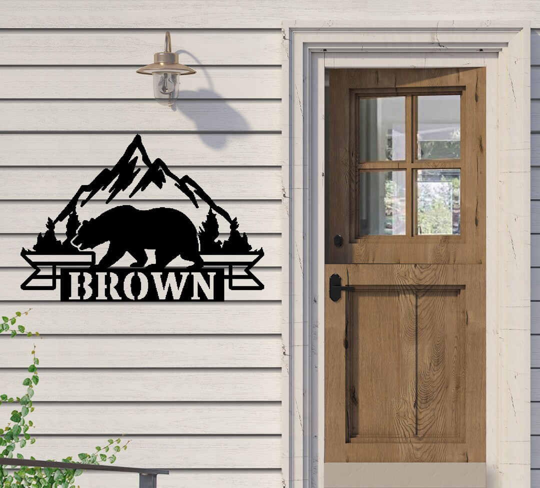 Bear Monogram Metal Sign Cutout - Custom Bear Sign - Personalized ...