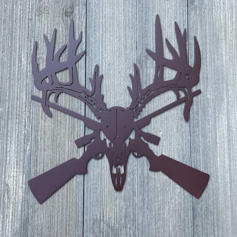 Deer Skull and Rifle Metal Sign Cutout - Etsy