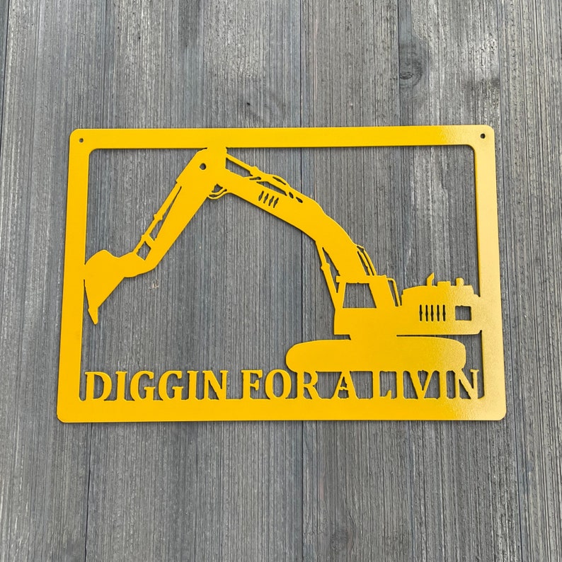 Excavator Metal Sign Cutout Industrial Home Decor Heavy - Etsy