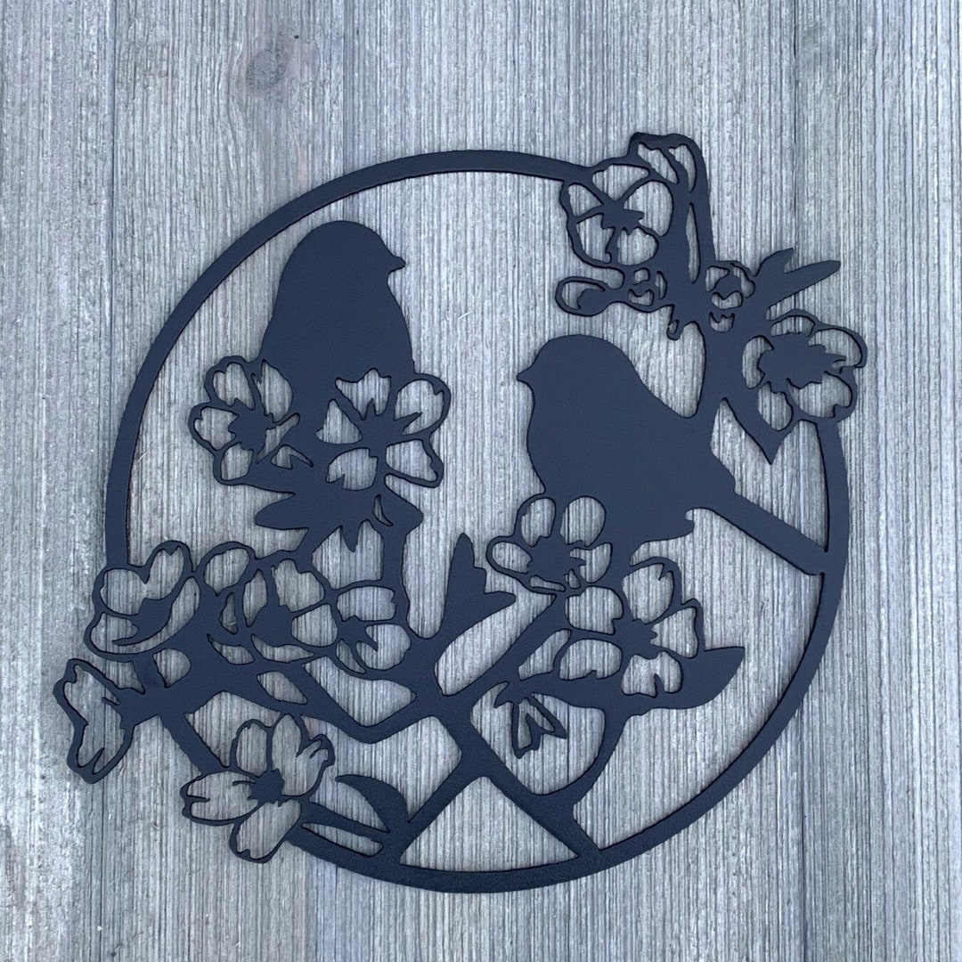 Birds and Flowers Metal Sign Cutout - Two Birds on a Branch: A Stunning ...