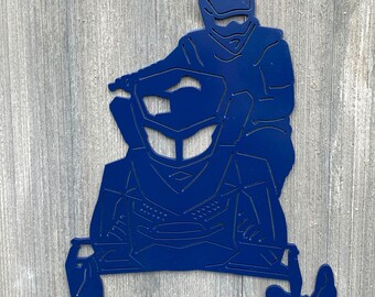 Snowmobile Cutout Scene Metal Sign | Etsy