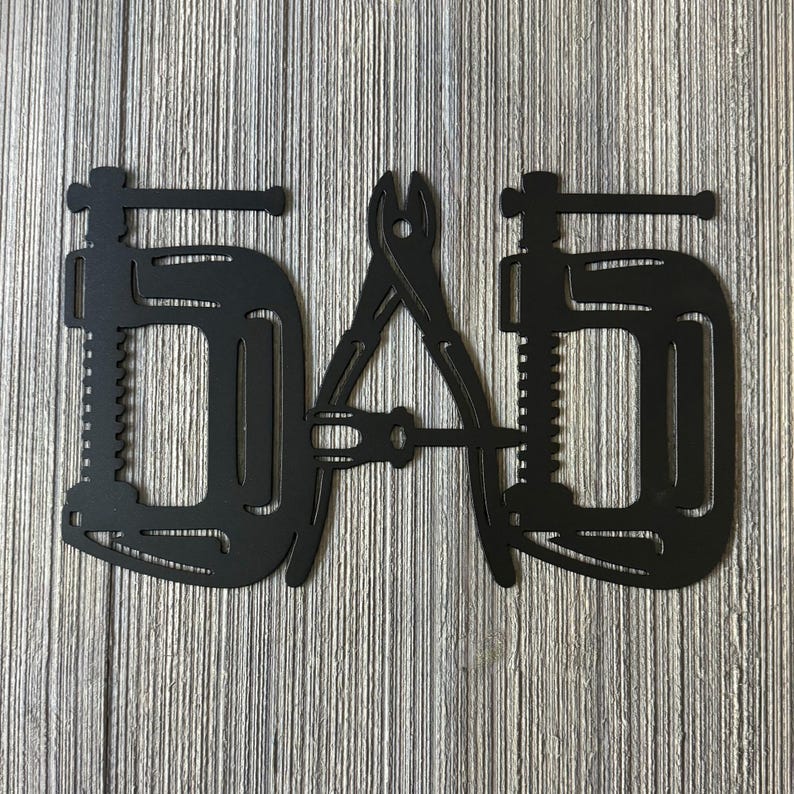 Dad Tools Metal Sign - Unique Tool-inspired Design With C Clamp ...