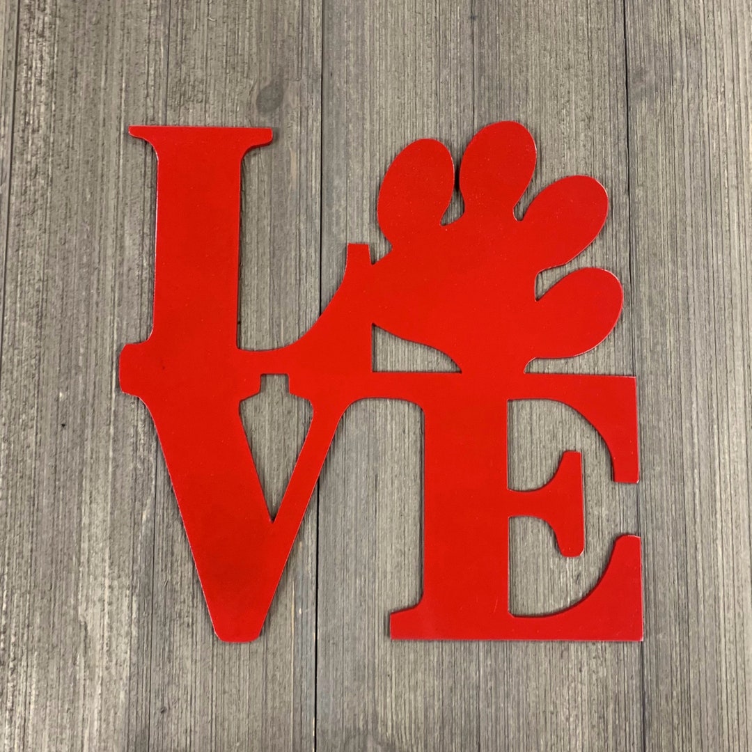 Love Paw Metal Sign Cutout - Puppy Love - Paw-fect Love - Powder Coated ...