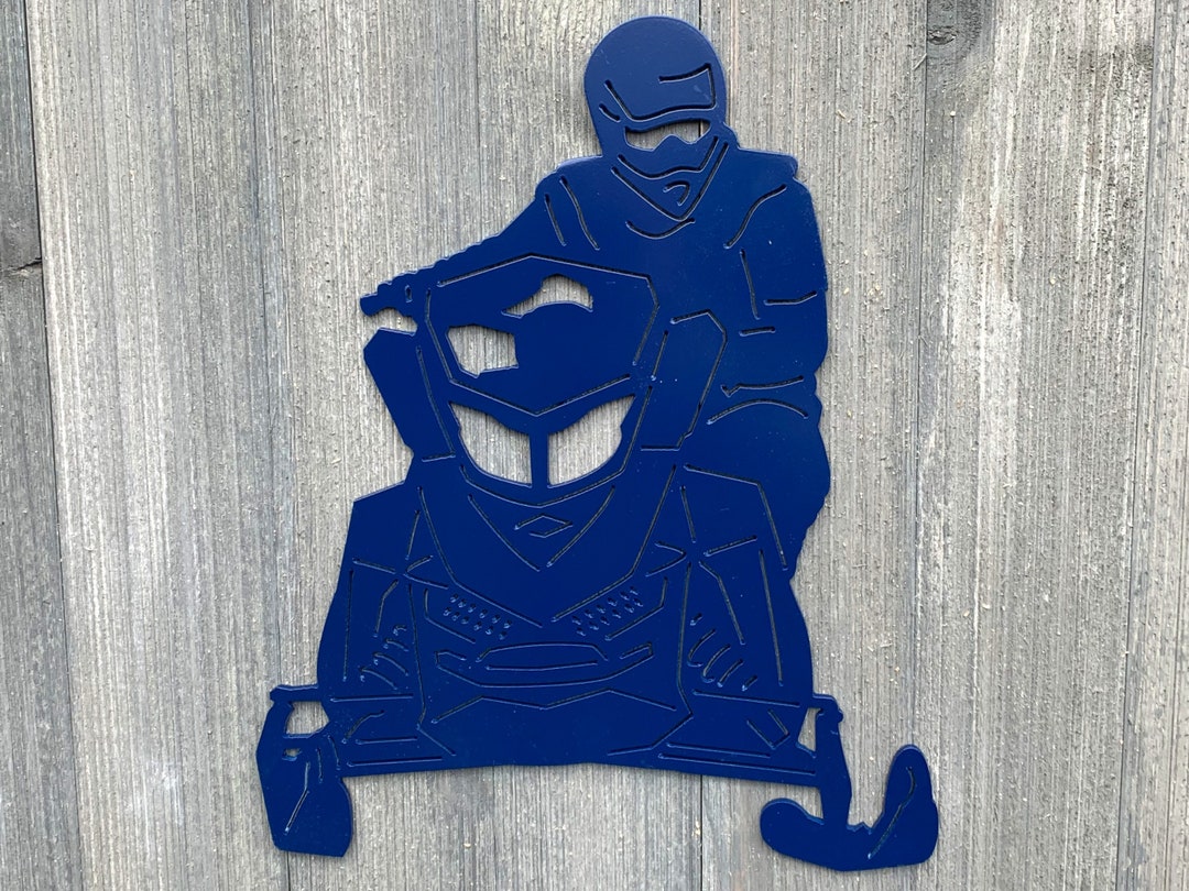 Snowmobile Metal Sign Cutout - Powder Coated Metal Snowmobile Rider ...