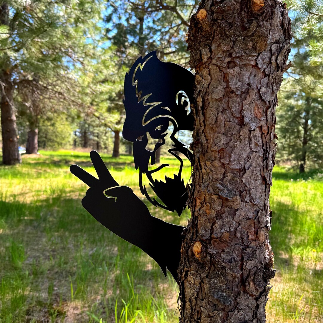 Peek-a-boo Peace Sign Bigfoot Metal Sign – Peace Sign Edition ...