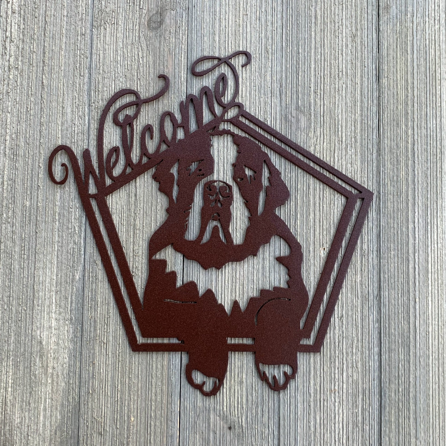 St Bernard Welcome Metal Sign Cutout - Welcome St Bernard Powder Coated ...