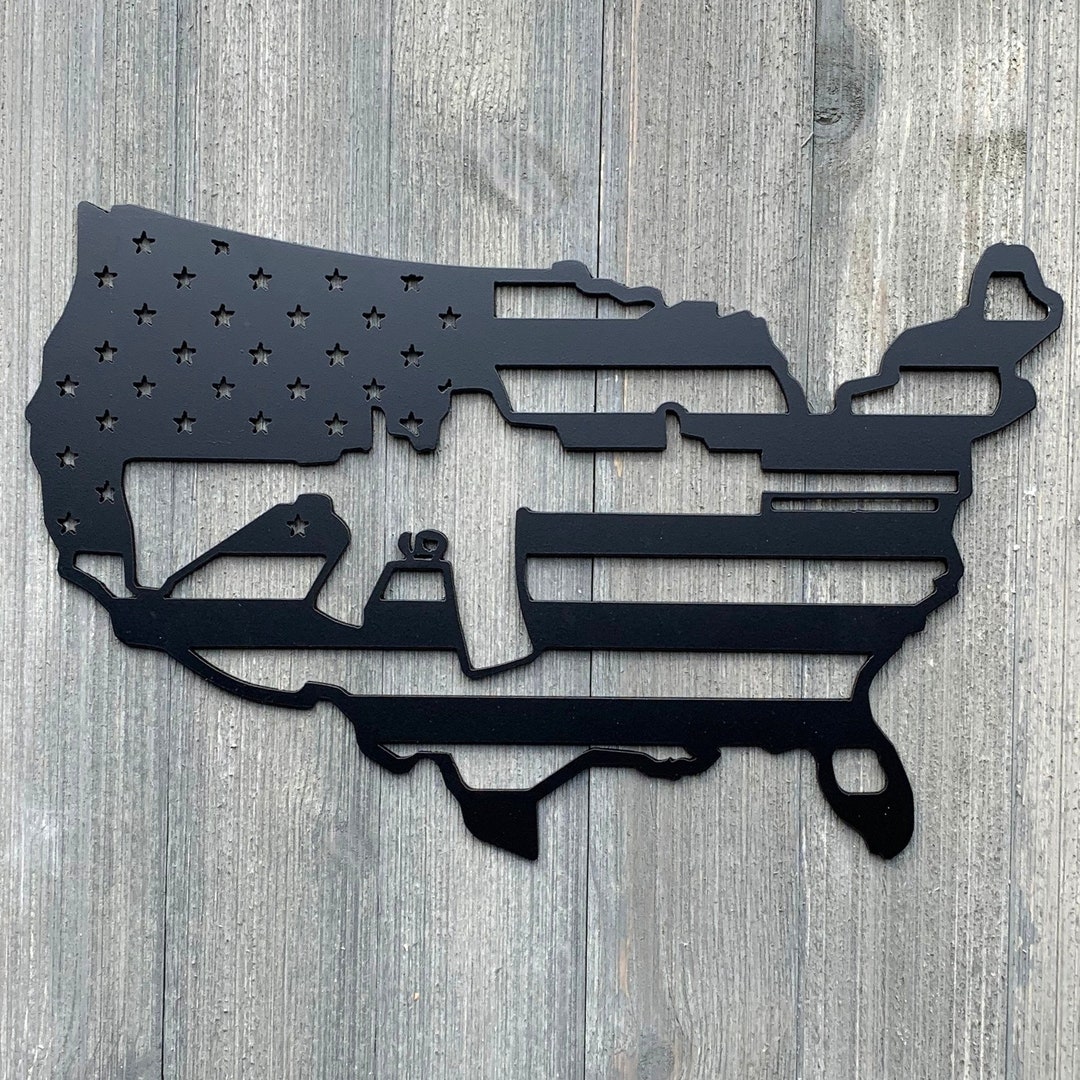 AR-15 Flag USA Metal Sign Cutout -bold USA Outline and Ar 15 Powder ...