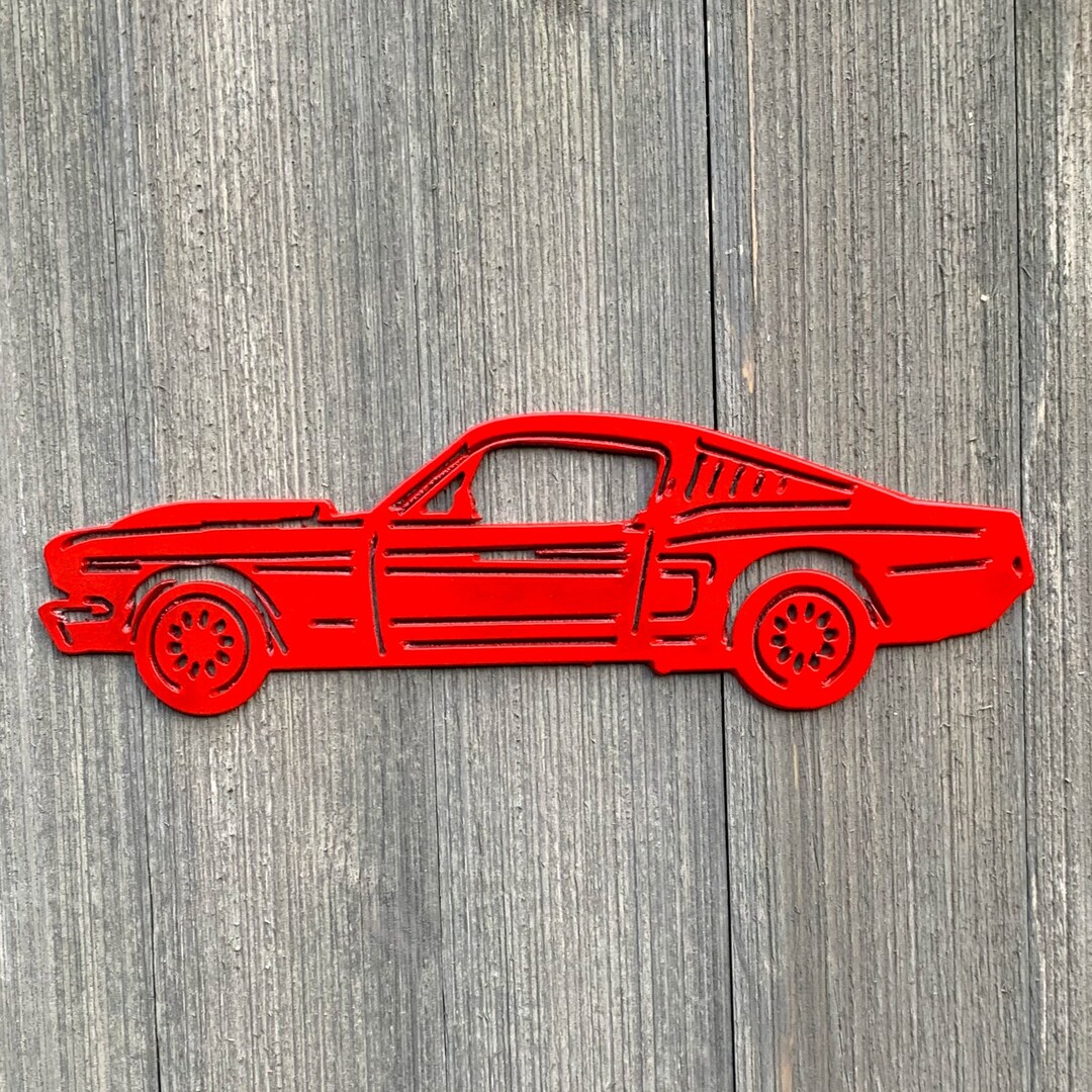 Classic Car Metal Sign Cutout - Fastback Mustang Powder Coated Metal ...