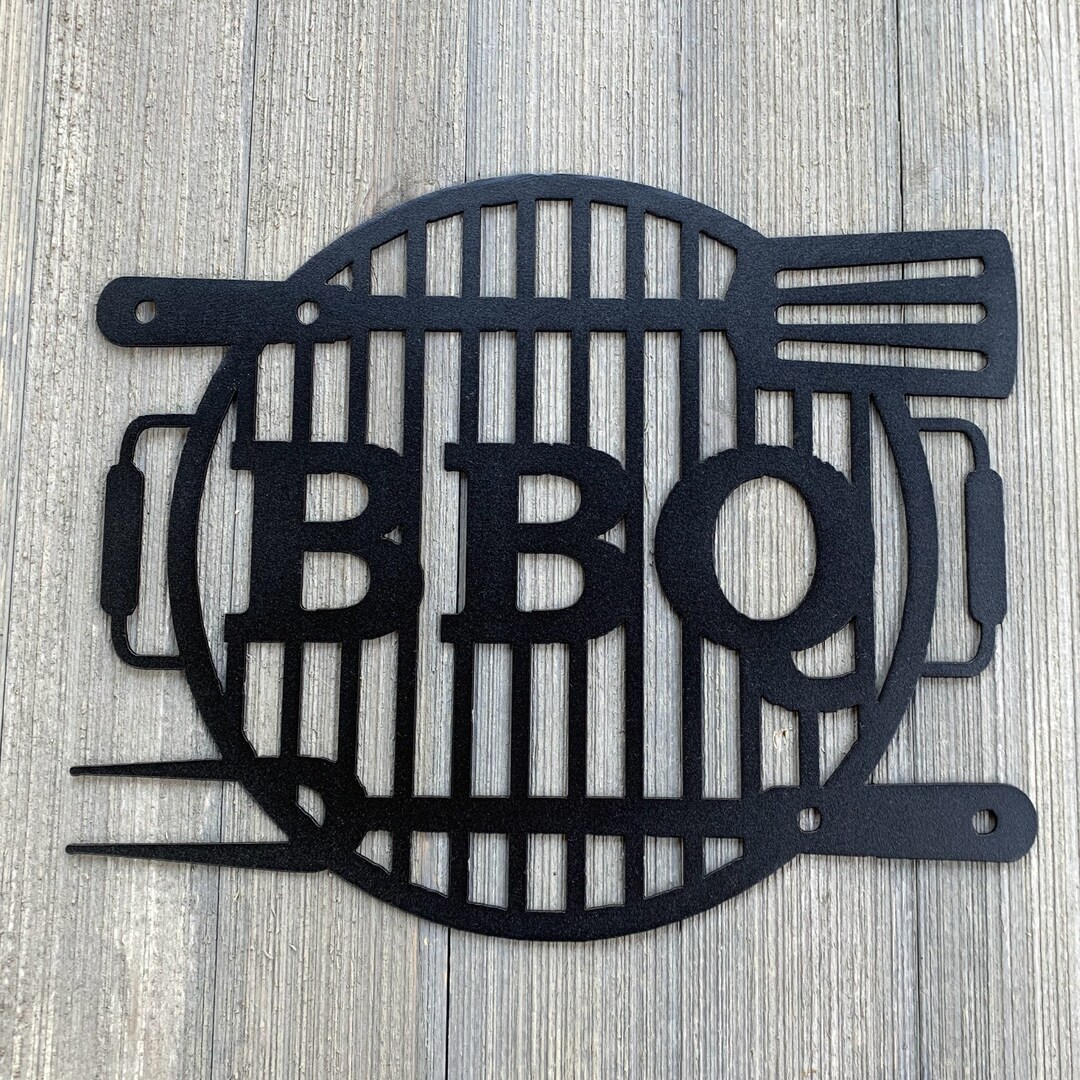 BBQ Metal Sign Cutout - BBQ Grill Powder Coated Metal Sign - Spatula ...