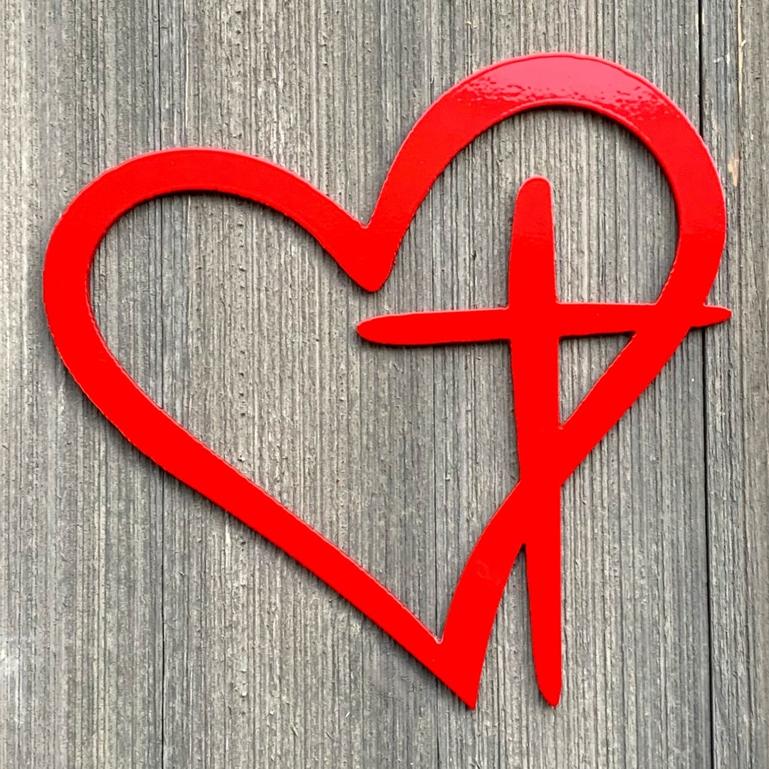 Heart and Cross Metal Sign Cutout - Heart Cross Metal Sign - Perfect ...
