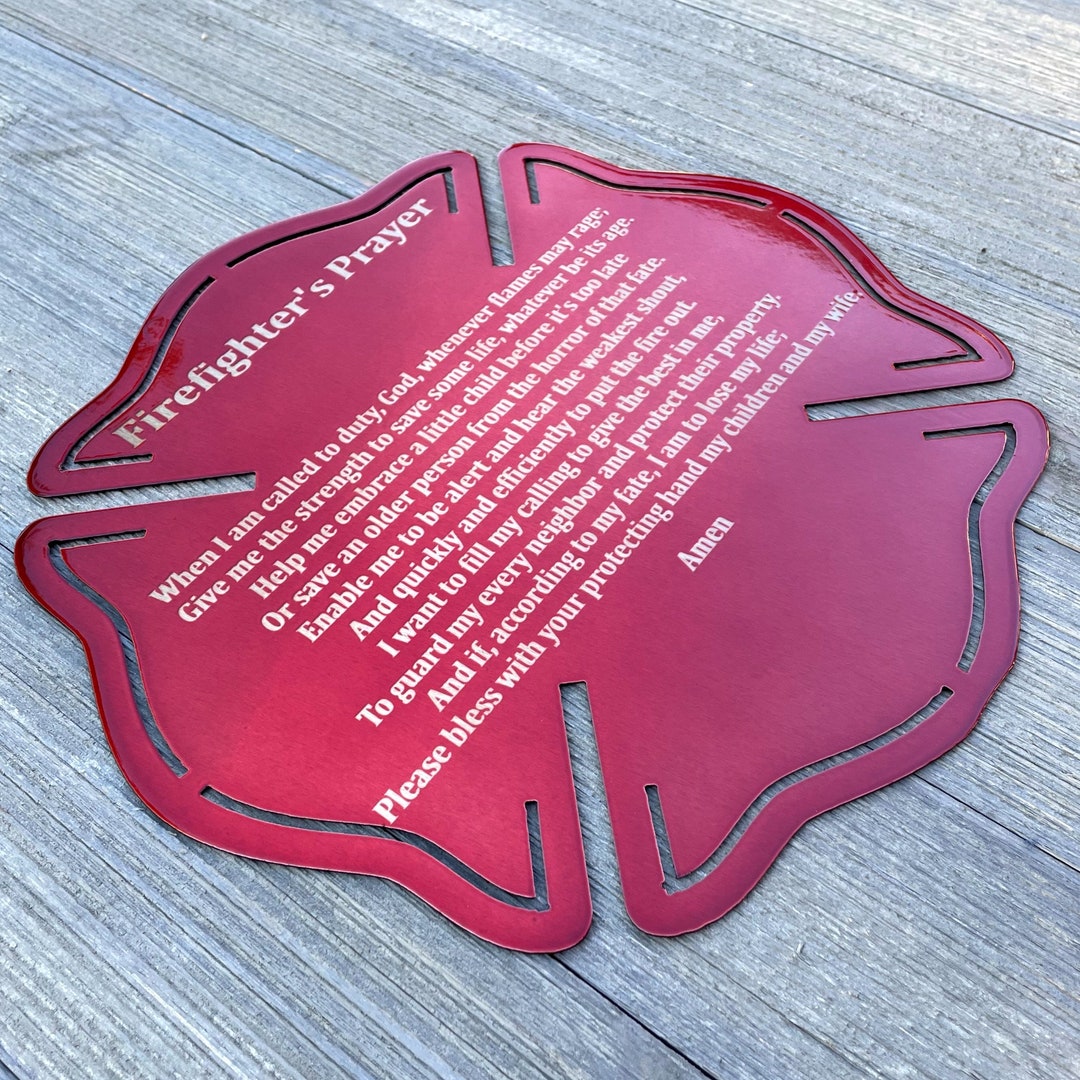 Engraved Firefighters Prayer Metal Maltese Flag - Honoring the Bravery ...