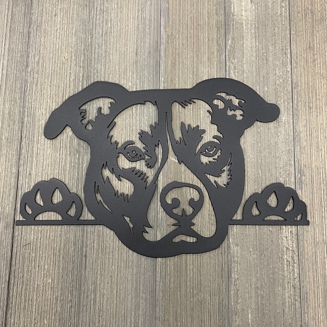 Pitbull Portrait Metal Sign Cutout - Etsy