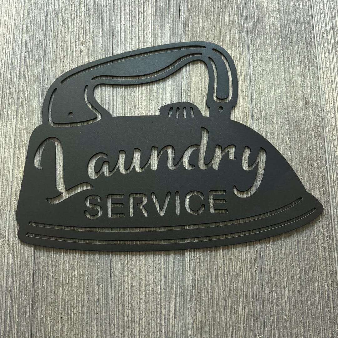 Laundry Service Iron Metal Sign - Vintage-style Wall Decor for Laundry ...