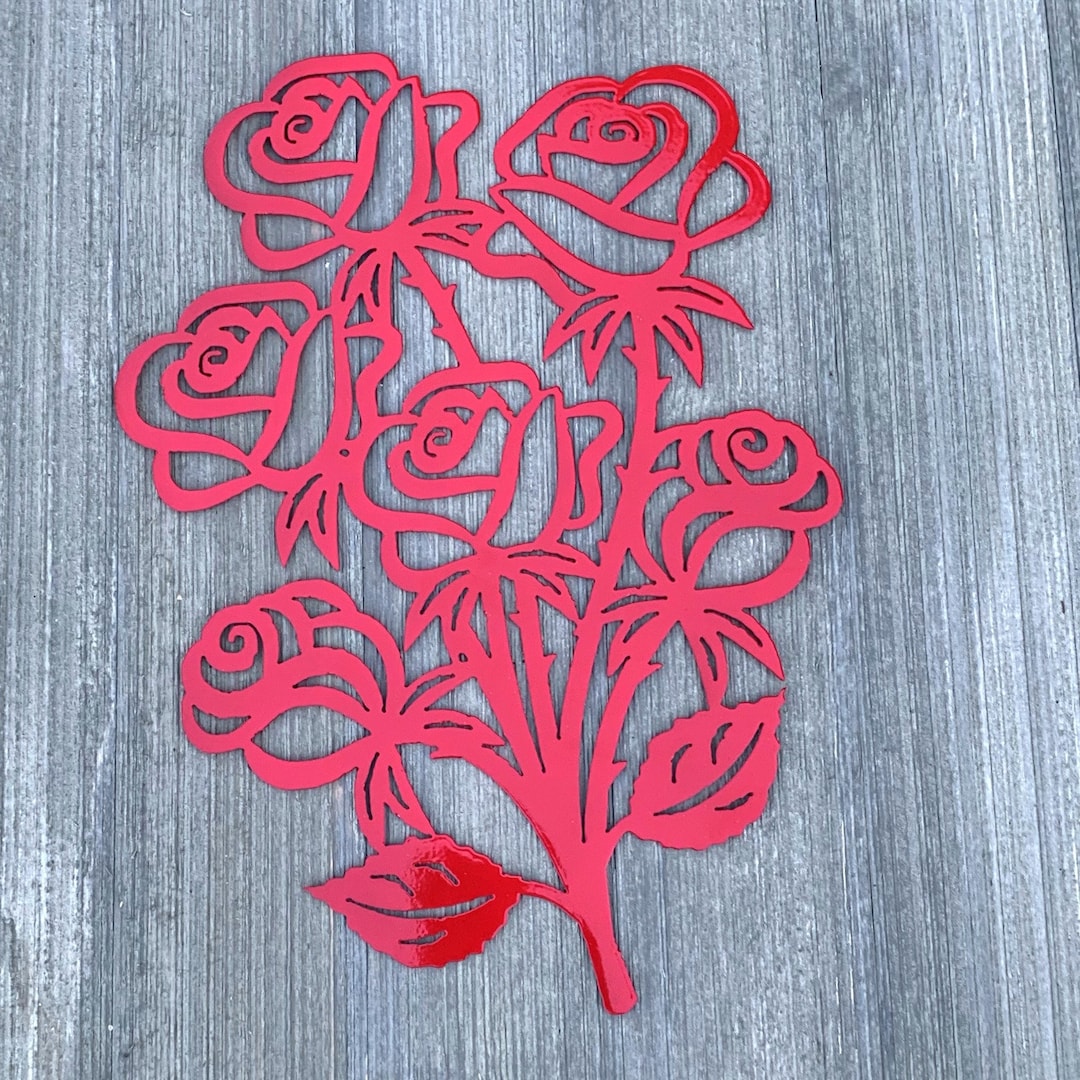 Rose Bouquet Metal Sign Cutout - Beautiful Rose Bouquet Metal Sign ...