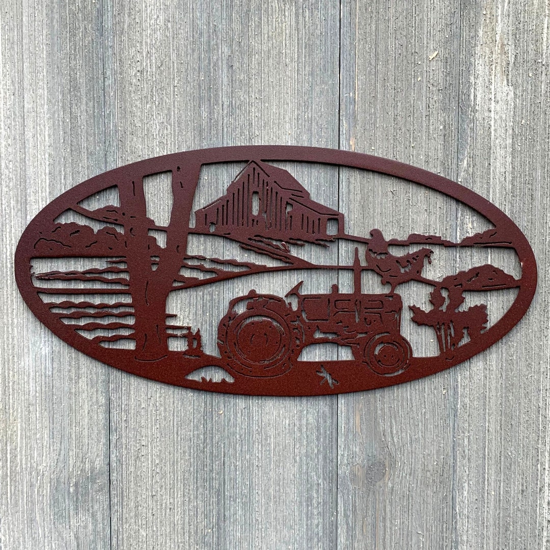 Farm Scene Metal Sign Cutout - Vintage Farm Scene Metal Sign - Powder ...