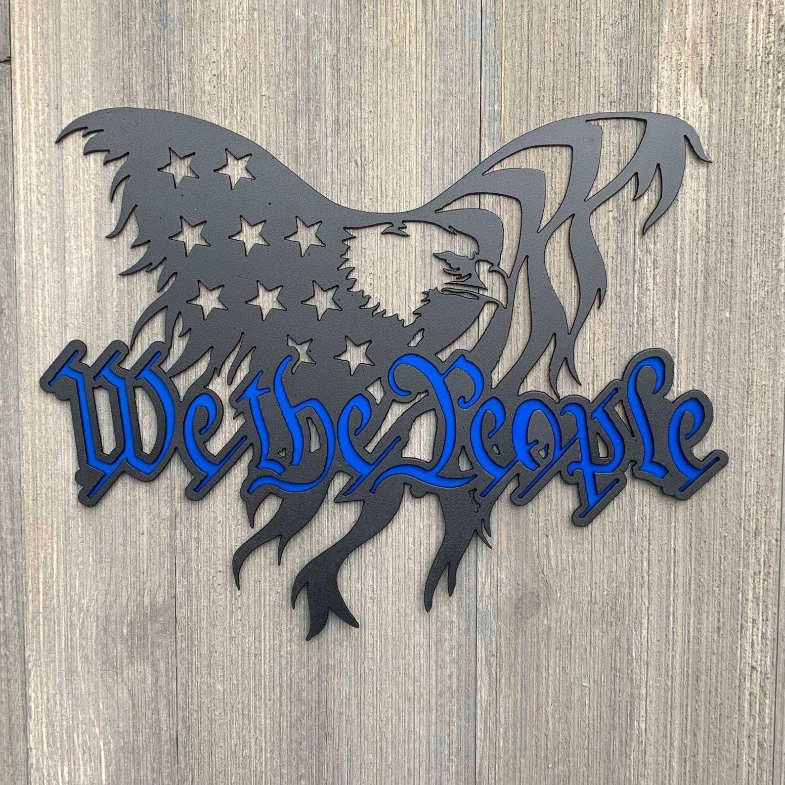 We the People Eagle Metal Sign Cutout Eagle and USA Flag Powder Coated ...