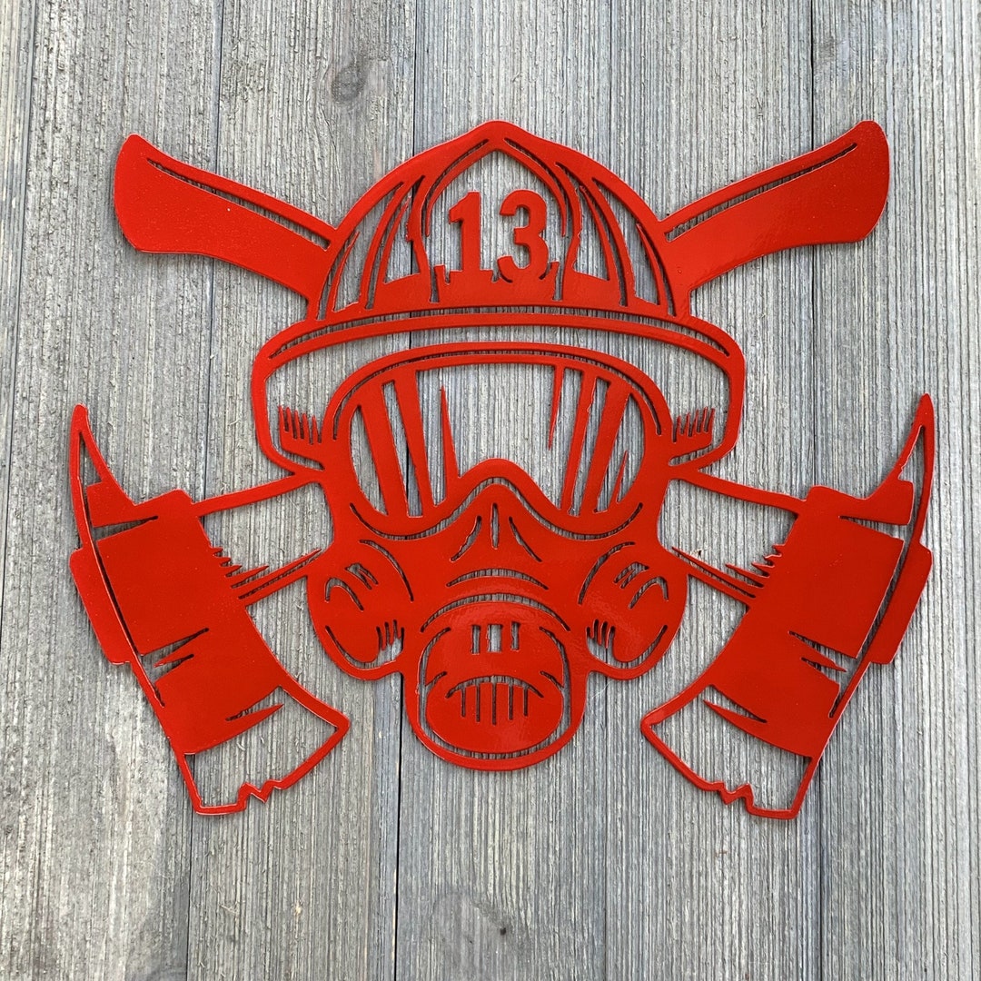 Fireman Metal Sign Cutout -CUSTOMIZABLE Number Fireman's Helmet Powder ...